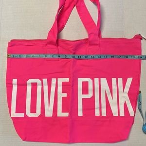 PINK Victoria's Secret | Bags | Rare Pink 22 Neon Pink Canvas Zip Top ...
